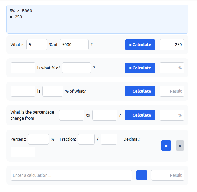 Percentage Calculator – Free Online Tool
